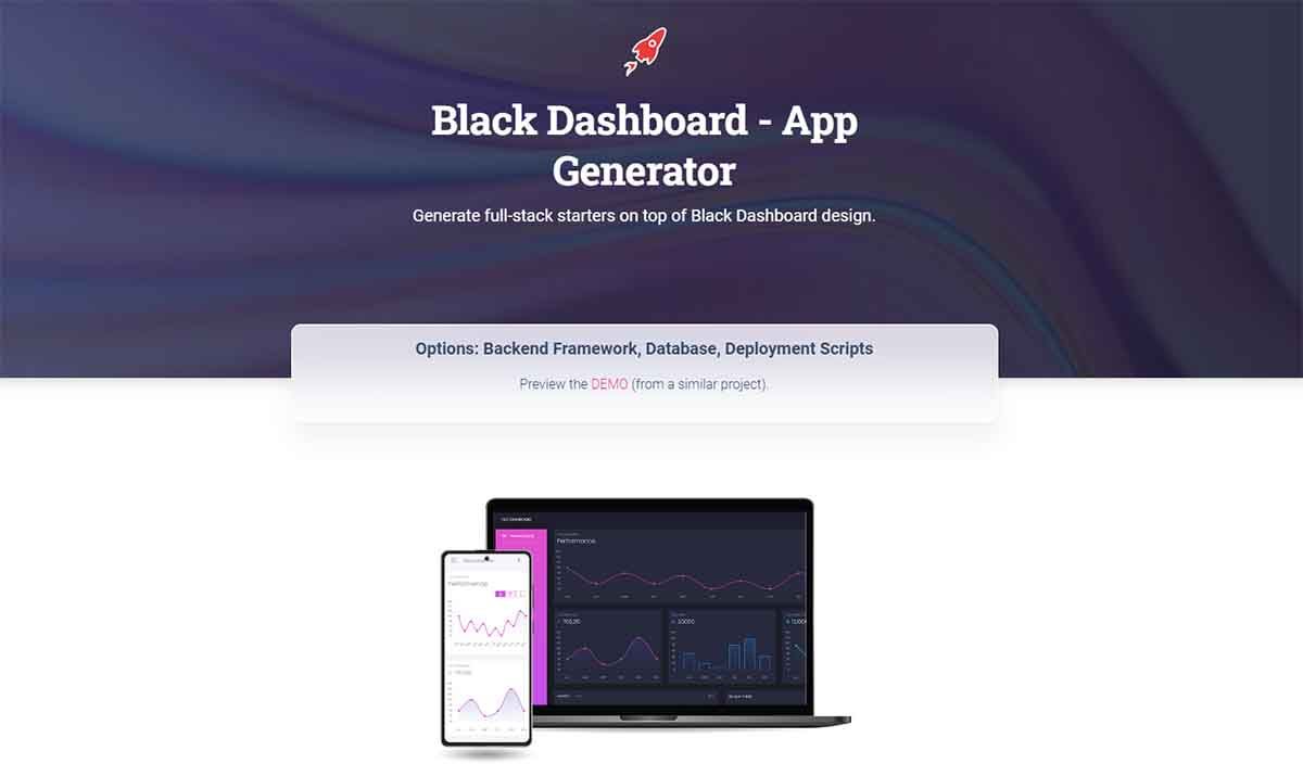 Flask App Generator Black Dashboard Design